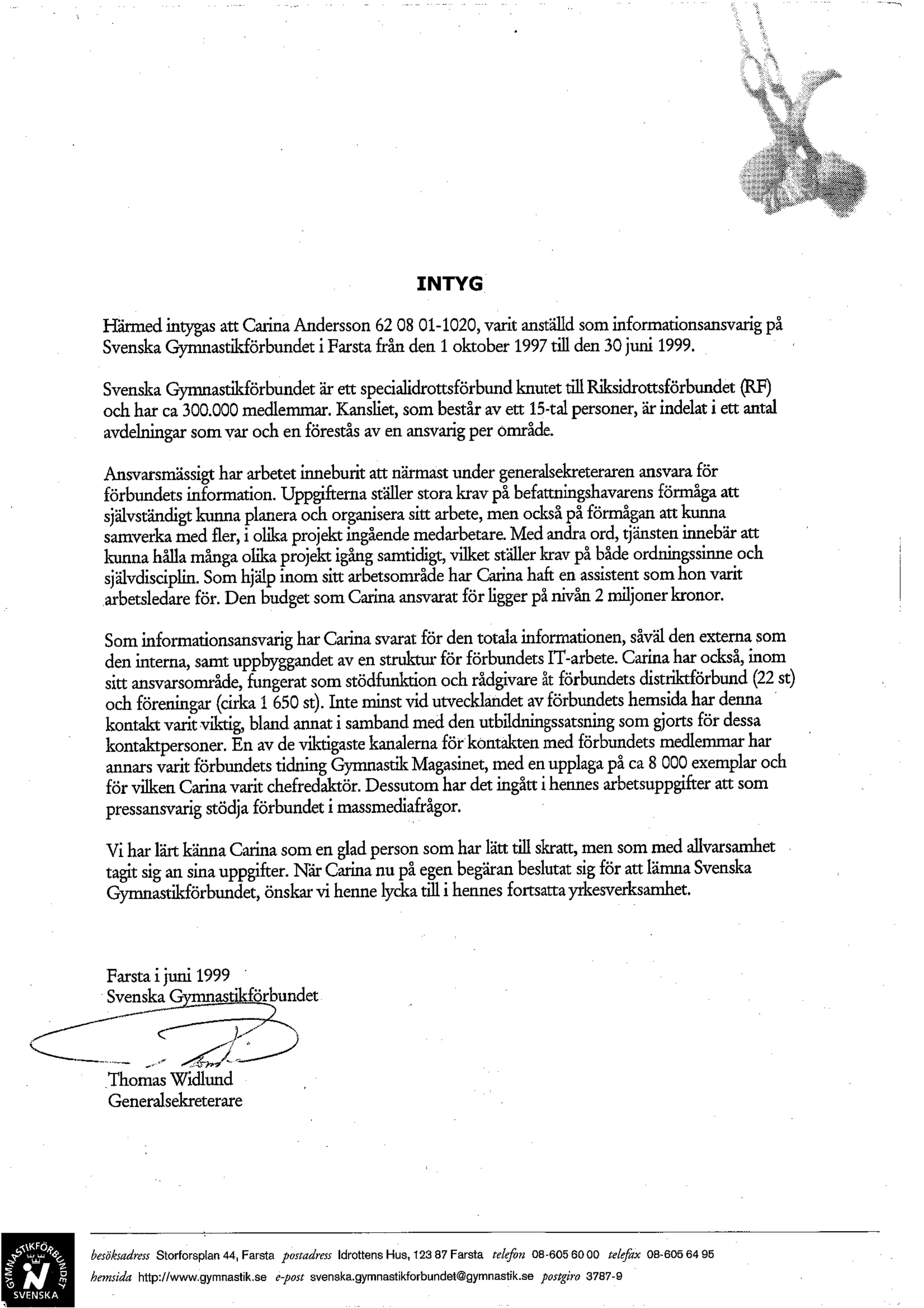 Intyg Gymnastikförbundet | PDF