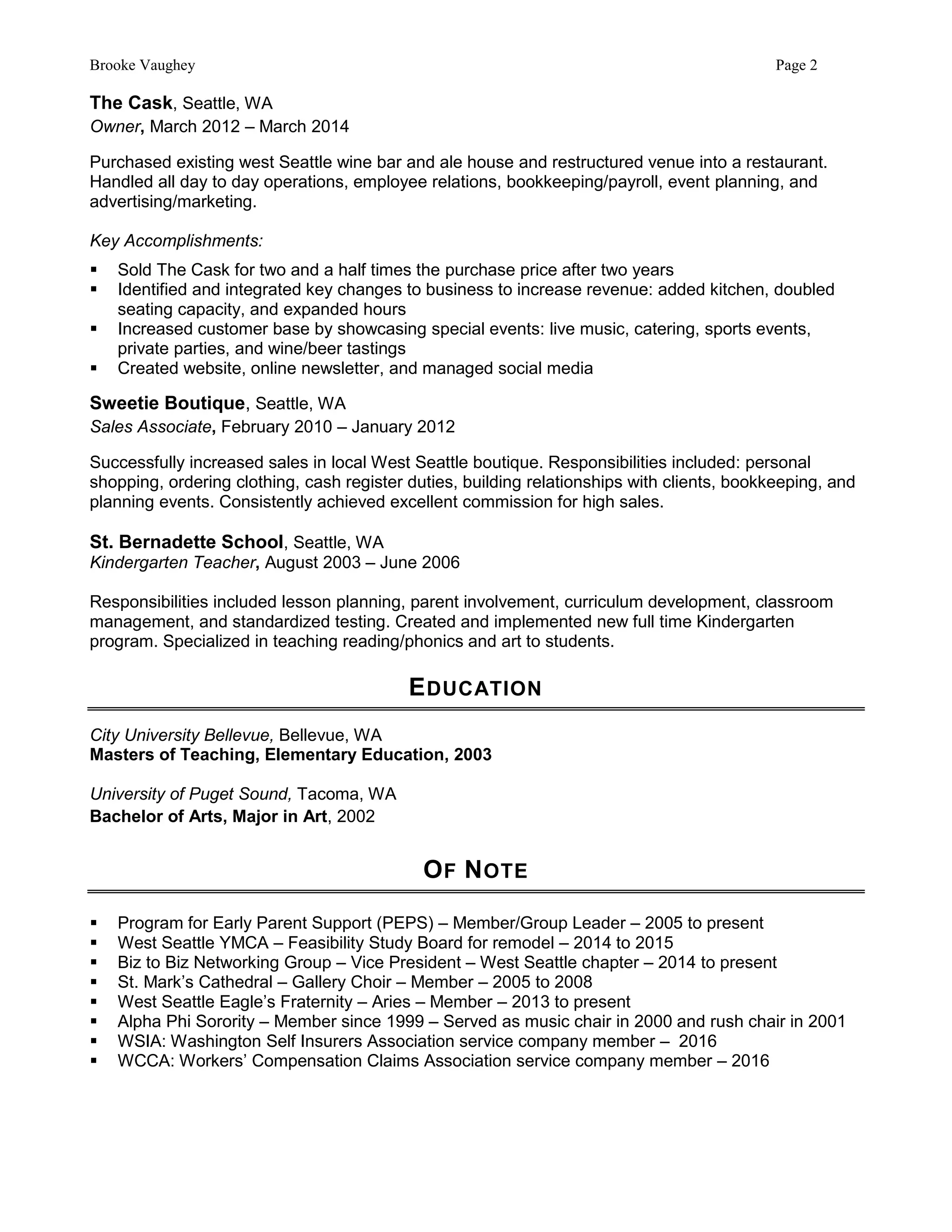 Brooke Vanessa Vaughey - Resume | PDF