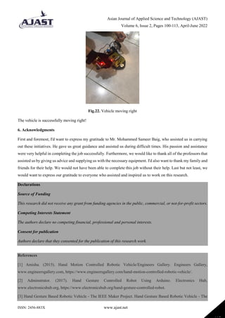 Robotic Vehicle with Hand Motion Control Using a RF Module | PDF