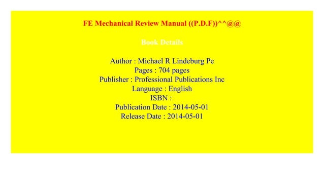 FE Mechanical Review Manual ((P.D.F))^^@@ | PDF