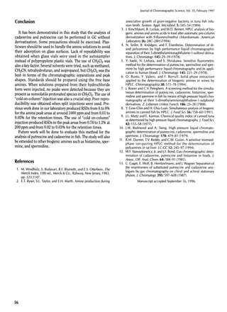 Cold On-Column Injection Amines by GC; Bonilla, Enriquez, McNair, 1997 ...