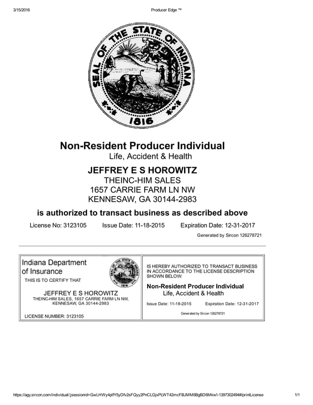 Indiana Life and Health Insurance License | PDF