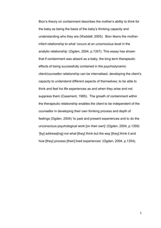 Containment - The Theory of Thinking | DOCX