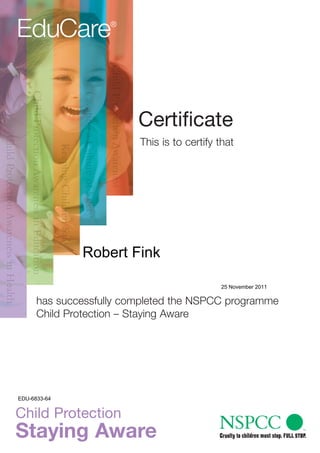 NSPCC Child Protection – Staying Aware Certificate | PDF