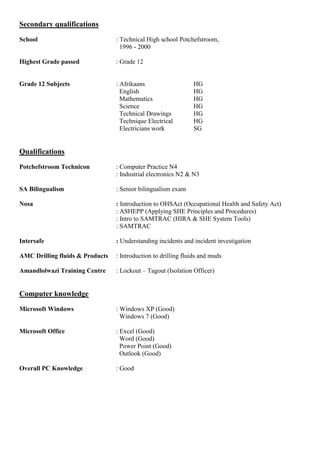 Rickus Duvenage CV | PDF