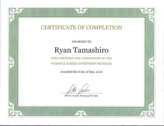 Waddell & Reed Certificate of Completion | PDF
