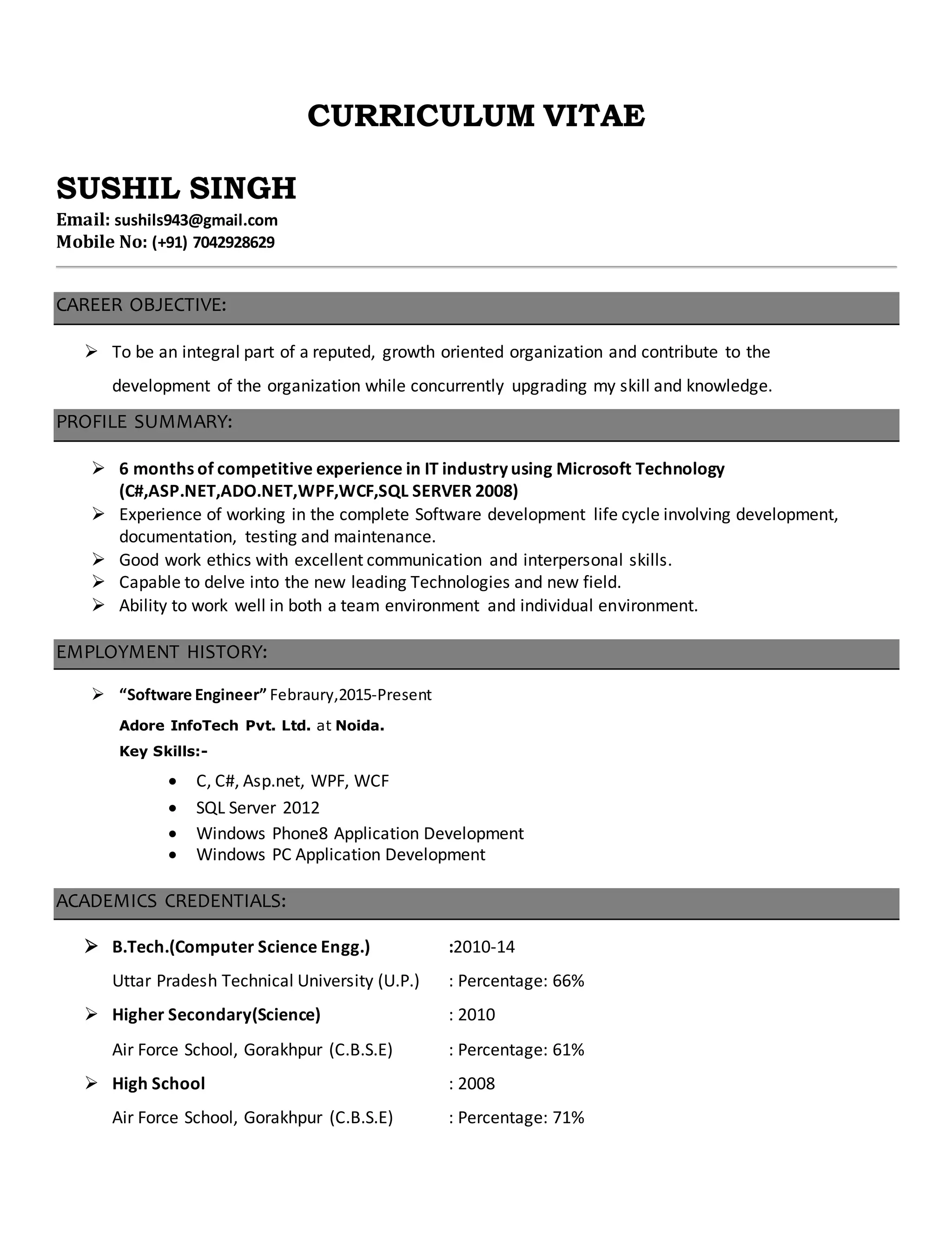 Sushil Resume | PDF