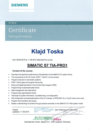 SIEMENS Certification | PDF