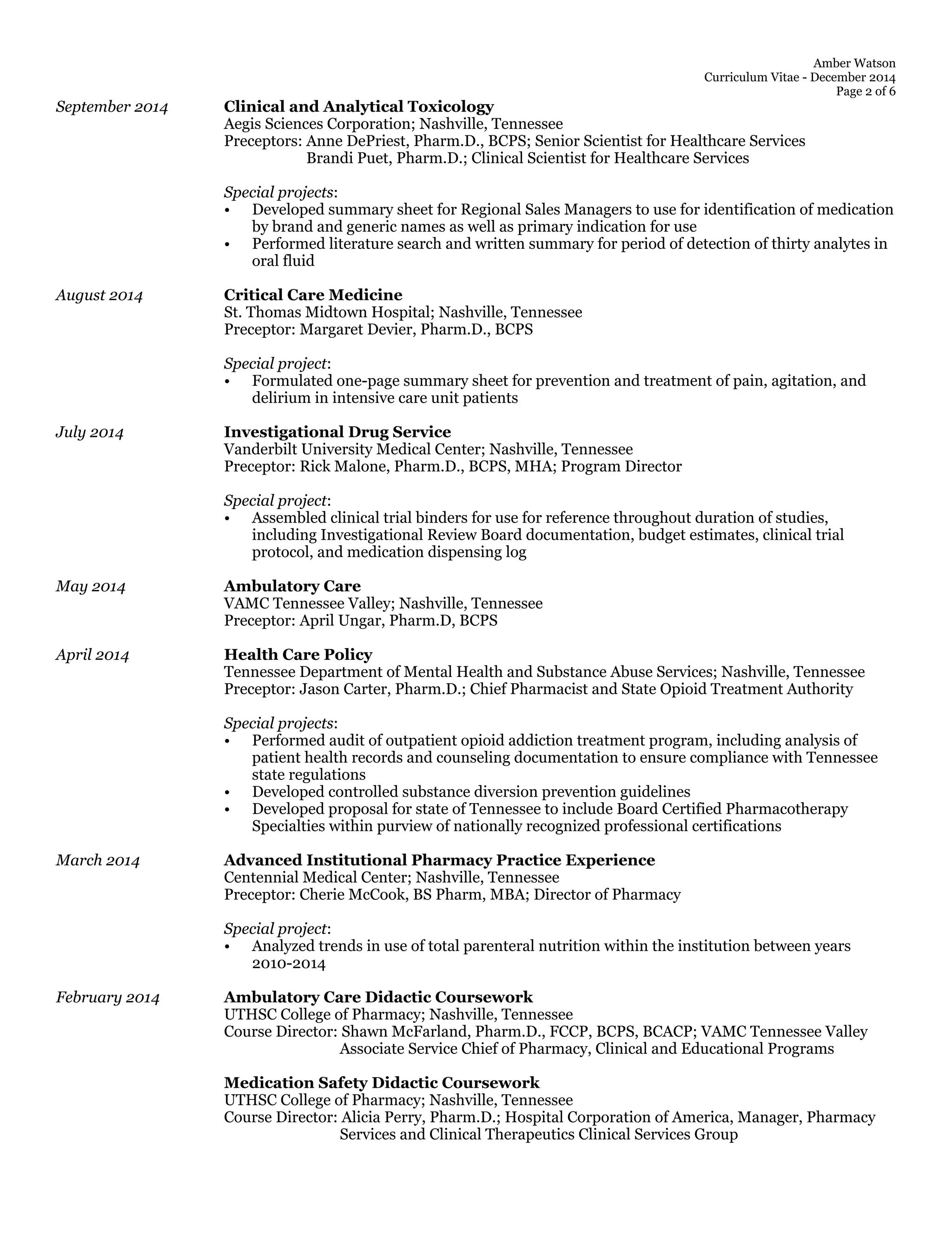 Amber R. Watson CV Dec14 | PDF