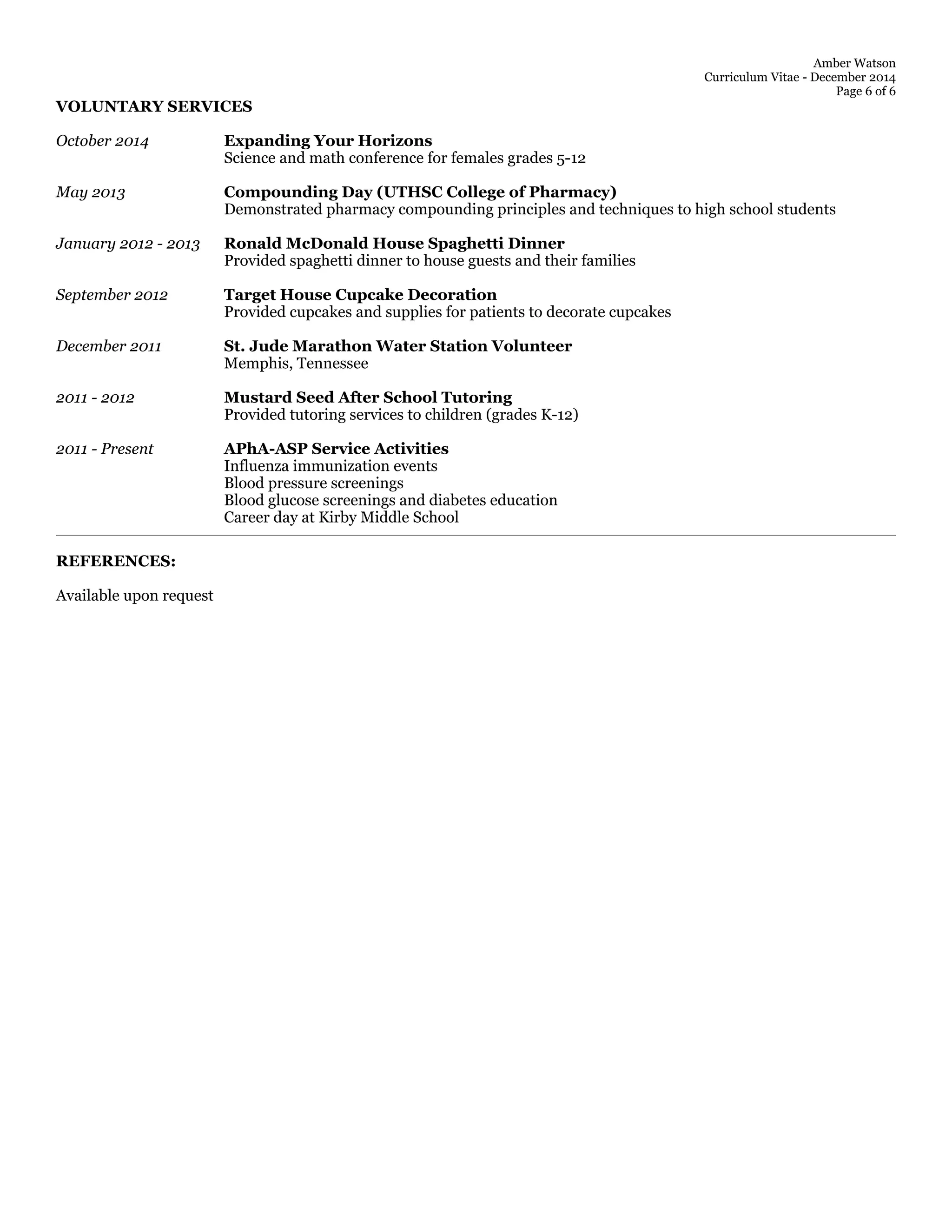 Amber R. Watson CV Dec14 | PDF