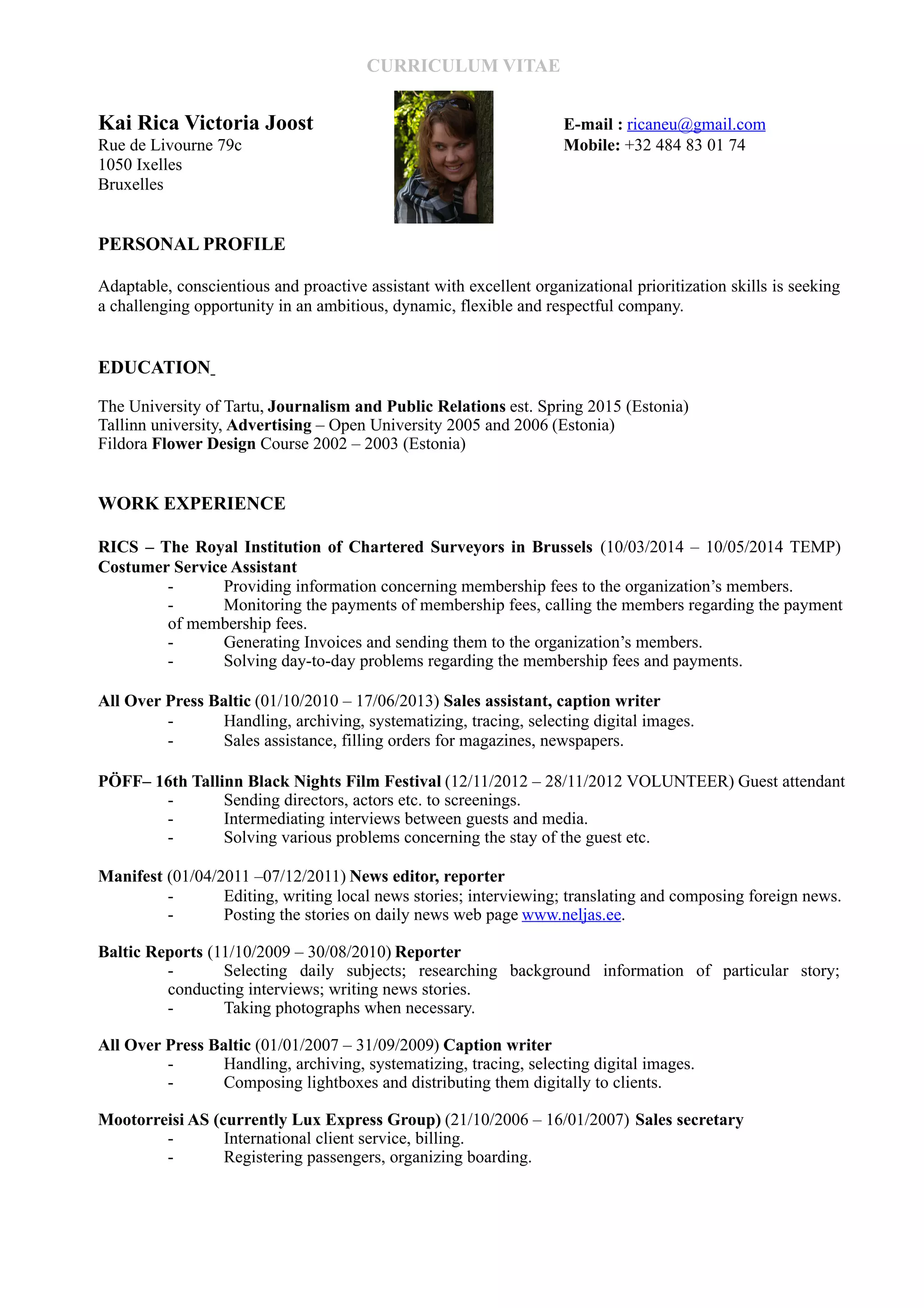 Rica Victoria Joost CVM | PDF