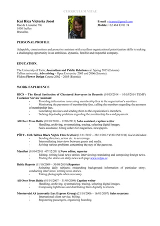 Rica Victoria Joost CVM | PDF