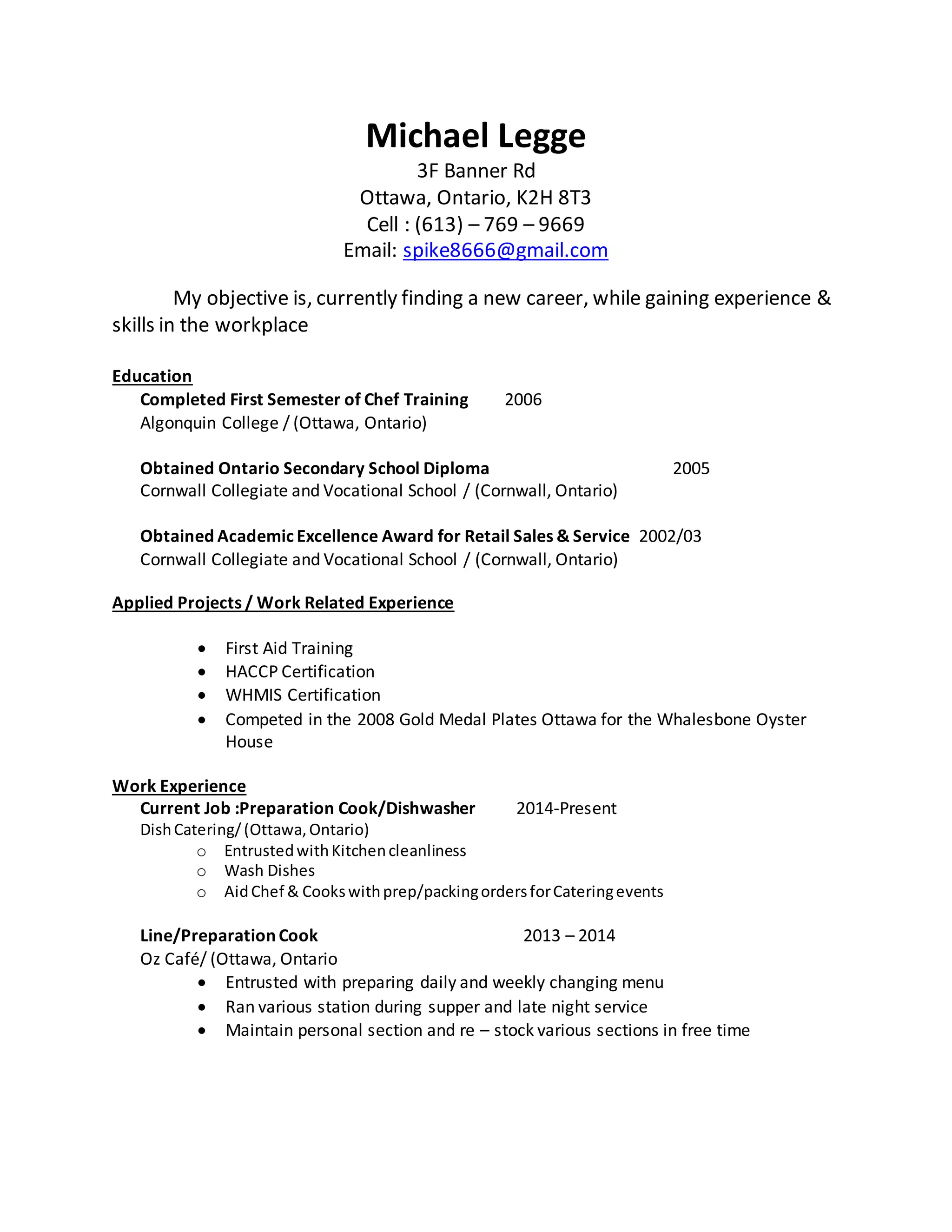Michael Legge's Resume 2016 | PDF
