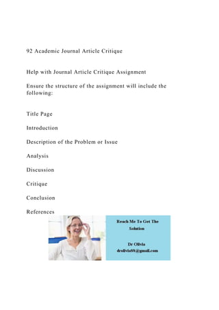 92 Academic Journal Article Critique Help with Journal Ar.docx