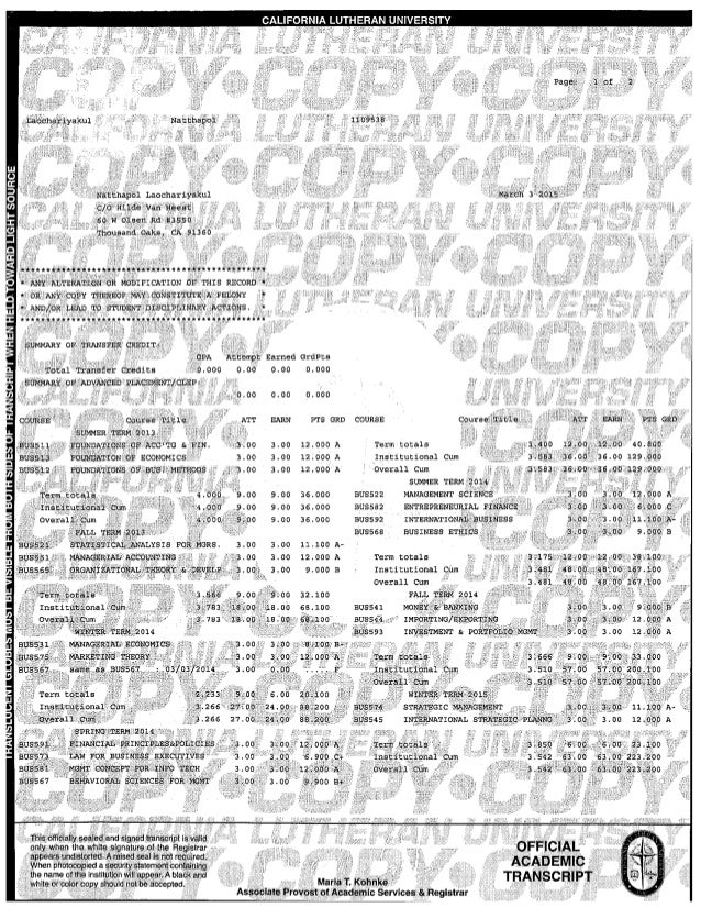 Transcript Master Degree 1