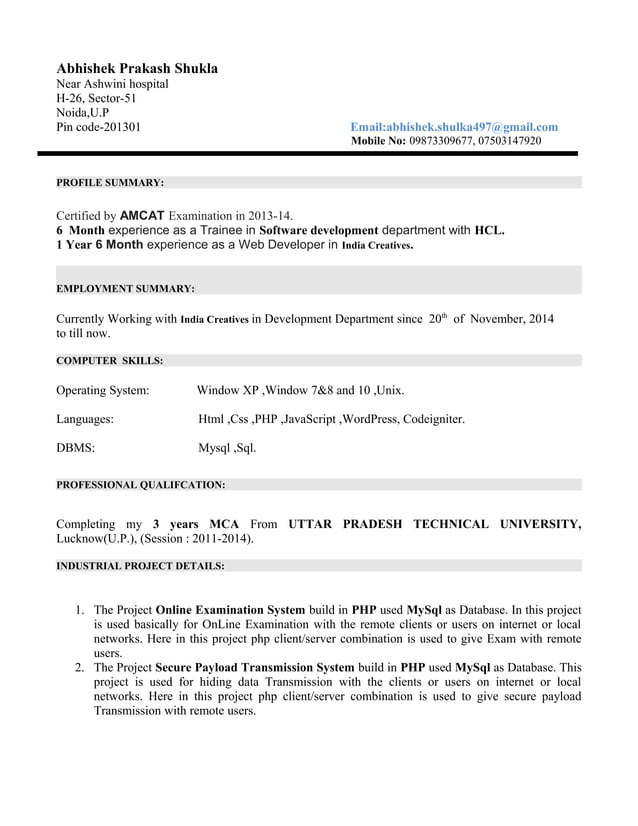 Abhishek Shukla php | DOC