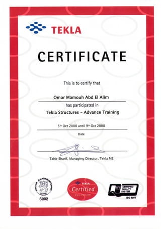 Tekla Certificate (Advanced Training) | PDF
