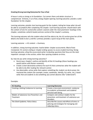 Creating Strong Learning Outcomes for Your eText | PDF