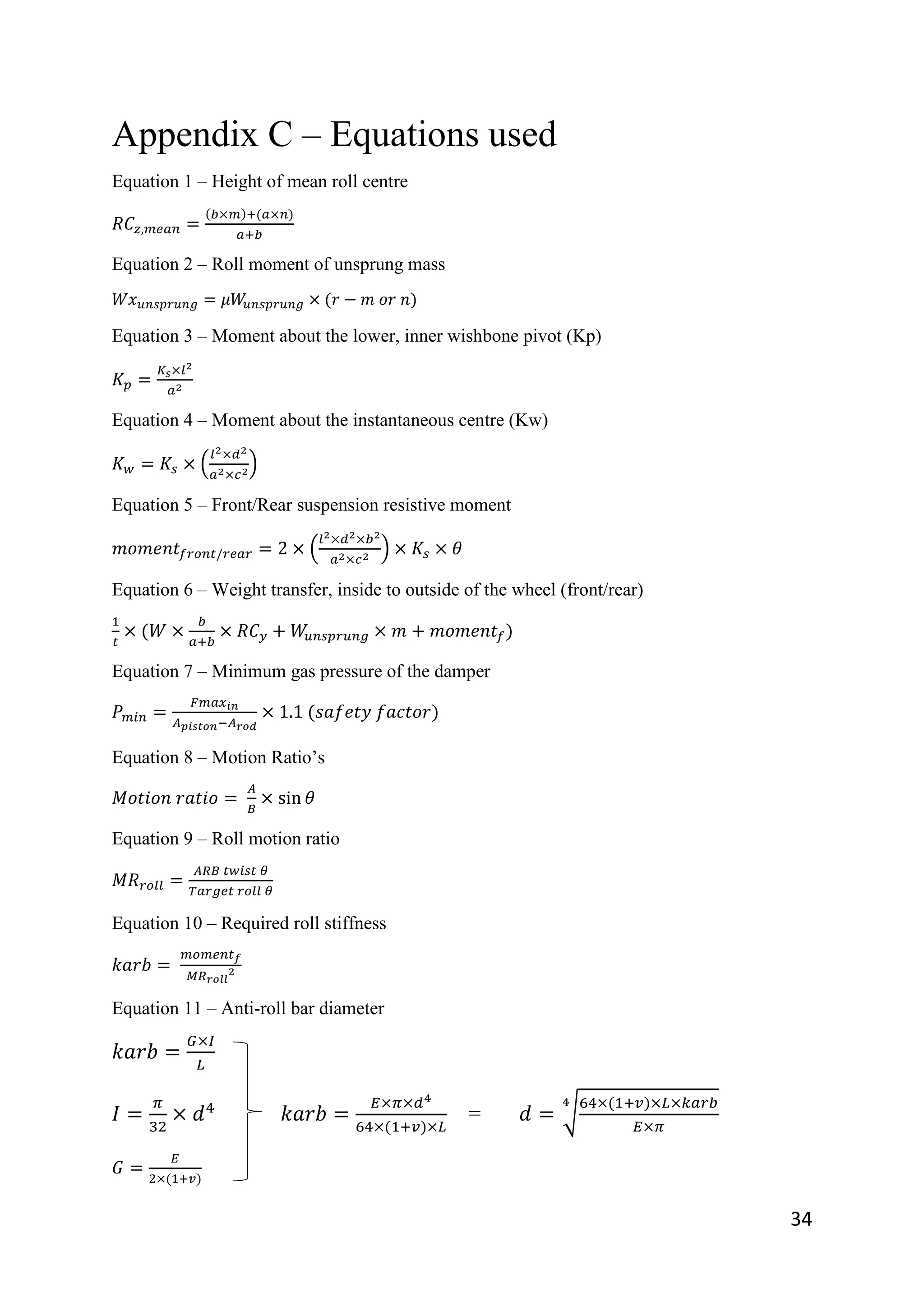 Dissertation - Design of a Formula Student Race Car Spring, Damper and Anti-Roll System | PDF