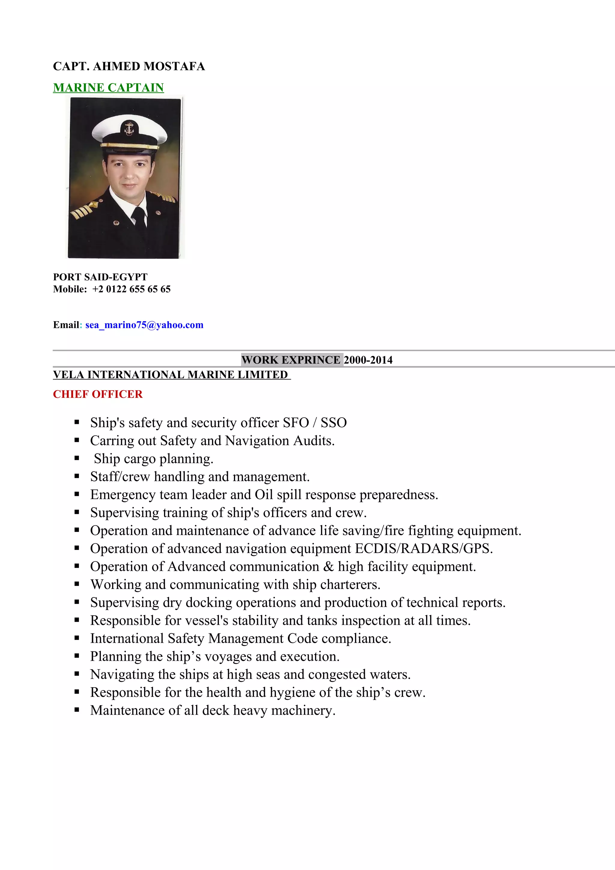 Capt Ahmed Mostafa c.v new | DOC