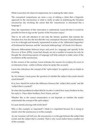 Jacques Lacan on the Unconscious | DOCX