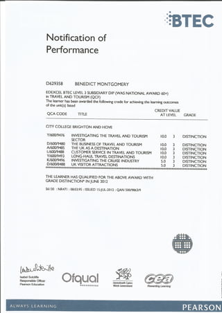 BTEC Subsidiary Diploma Ceritifcate | PDF