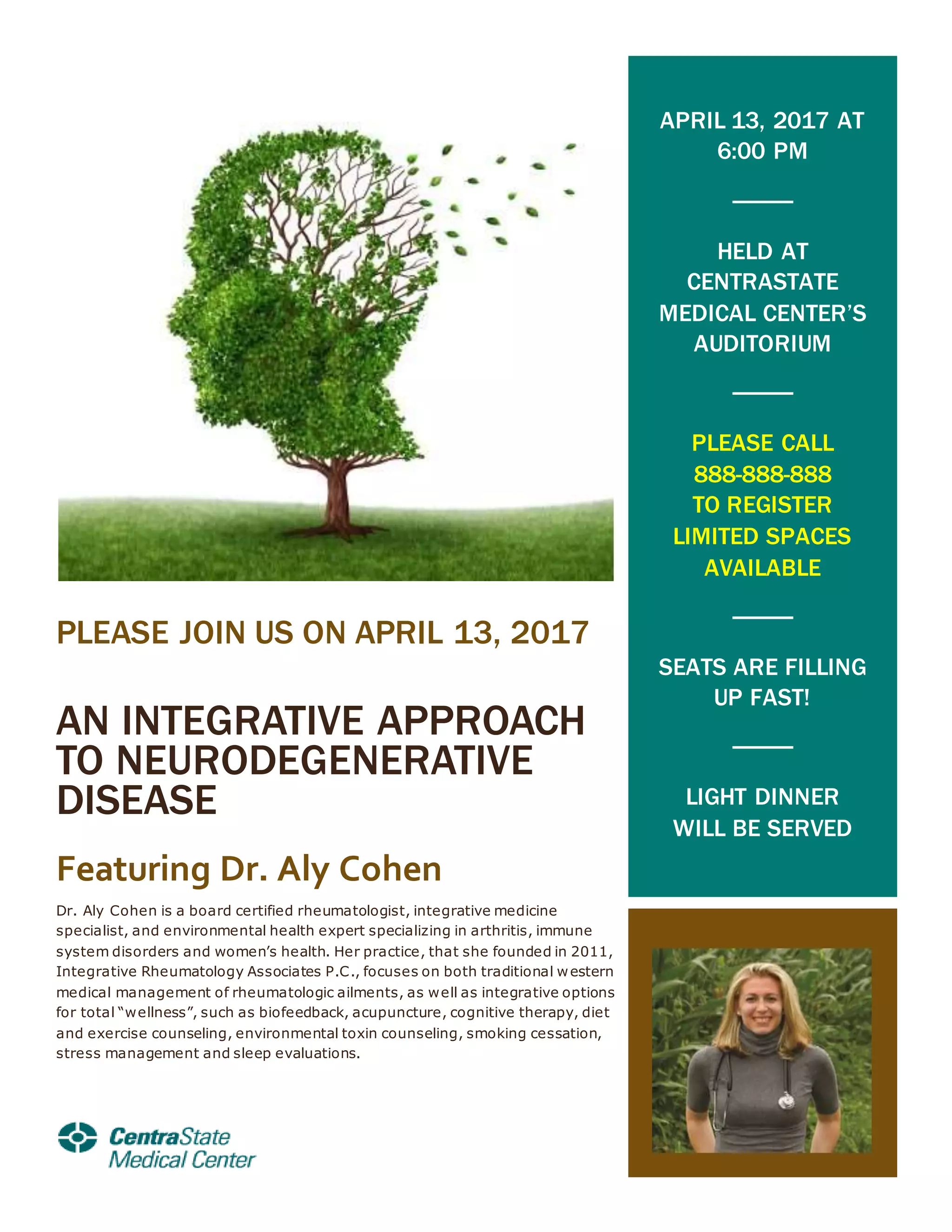 Flyer for neurodegenerative disease talk at CentraState | DOCX ...