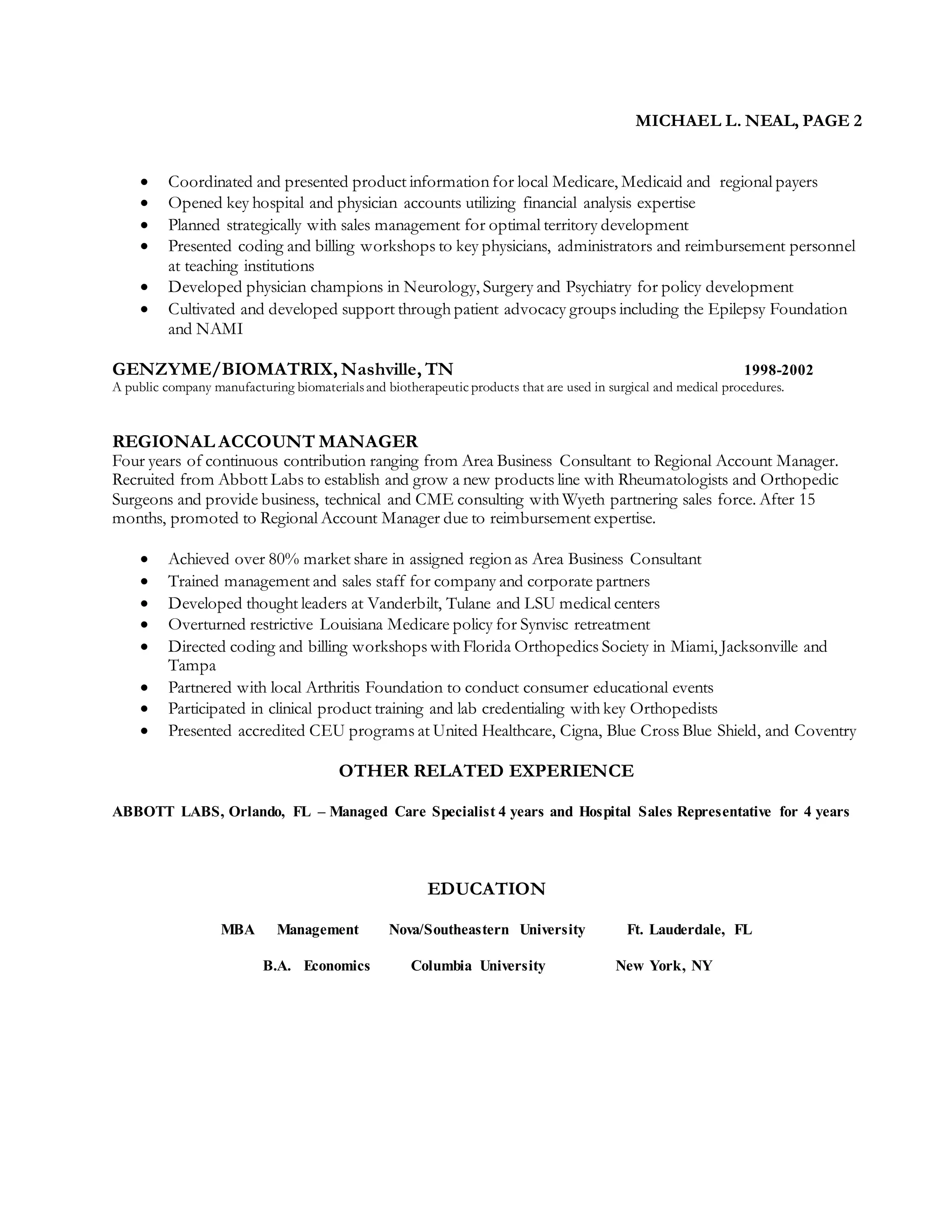 MICHAEL L NEAL resume | DOCX