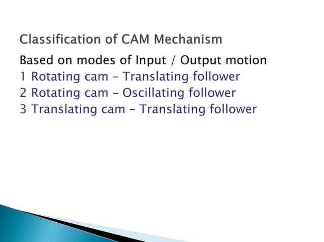 CAM AND FOLLOWER | PPTX | Computer Peripherals | Computing