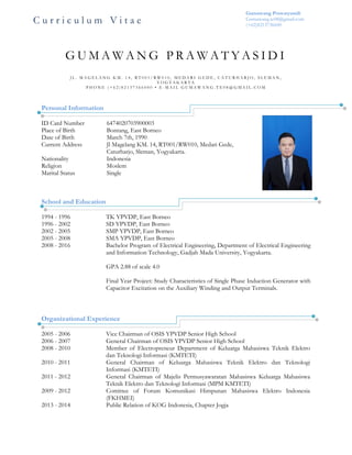 Gumawang Prawatyasidi CV August 2016 | PDF