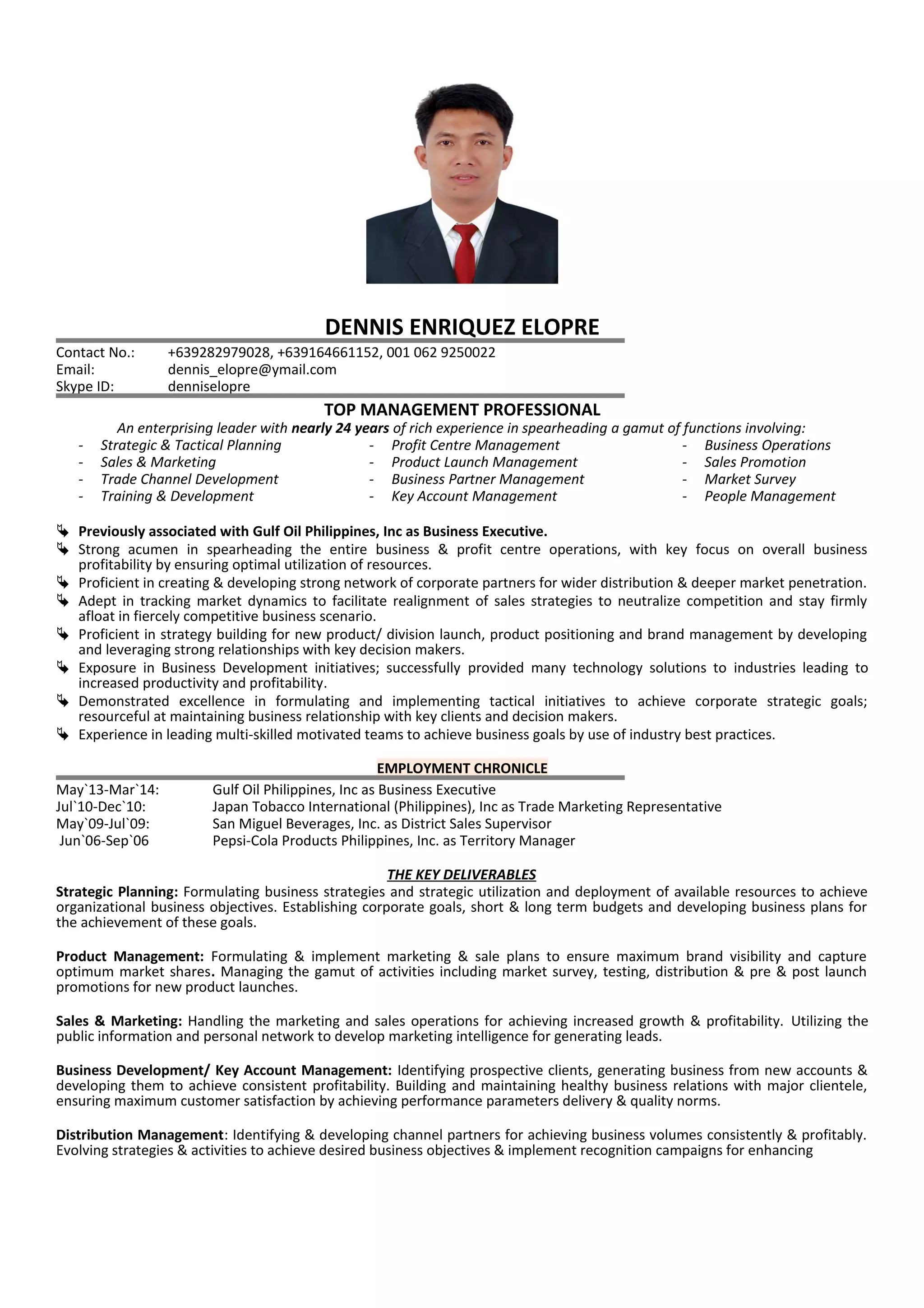 Dennis E. Elopre - CV (Updated - Nov. 3 | DOC