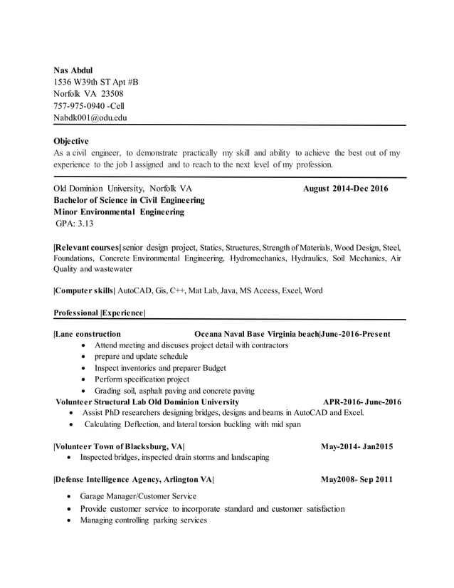 Resume Nas | DOCX | Civil Engineering Industry | Industries