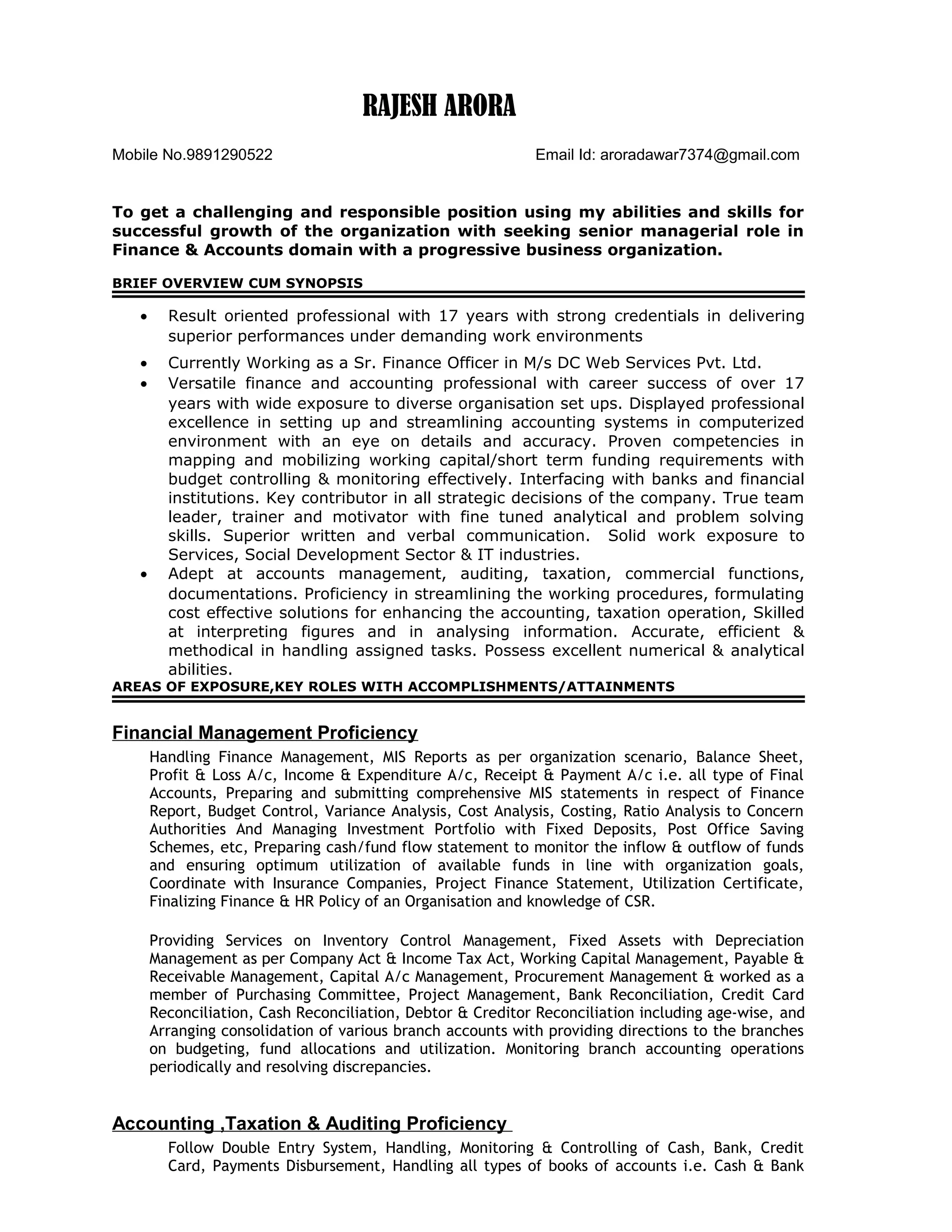 Rajesh's Curriculum Vitae | DOC