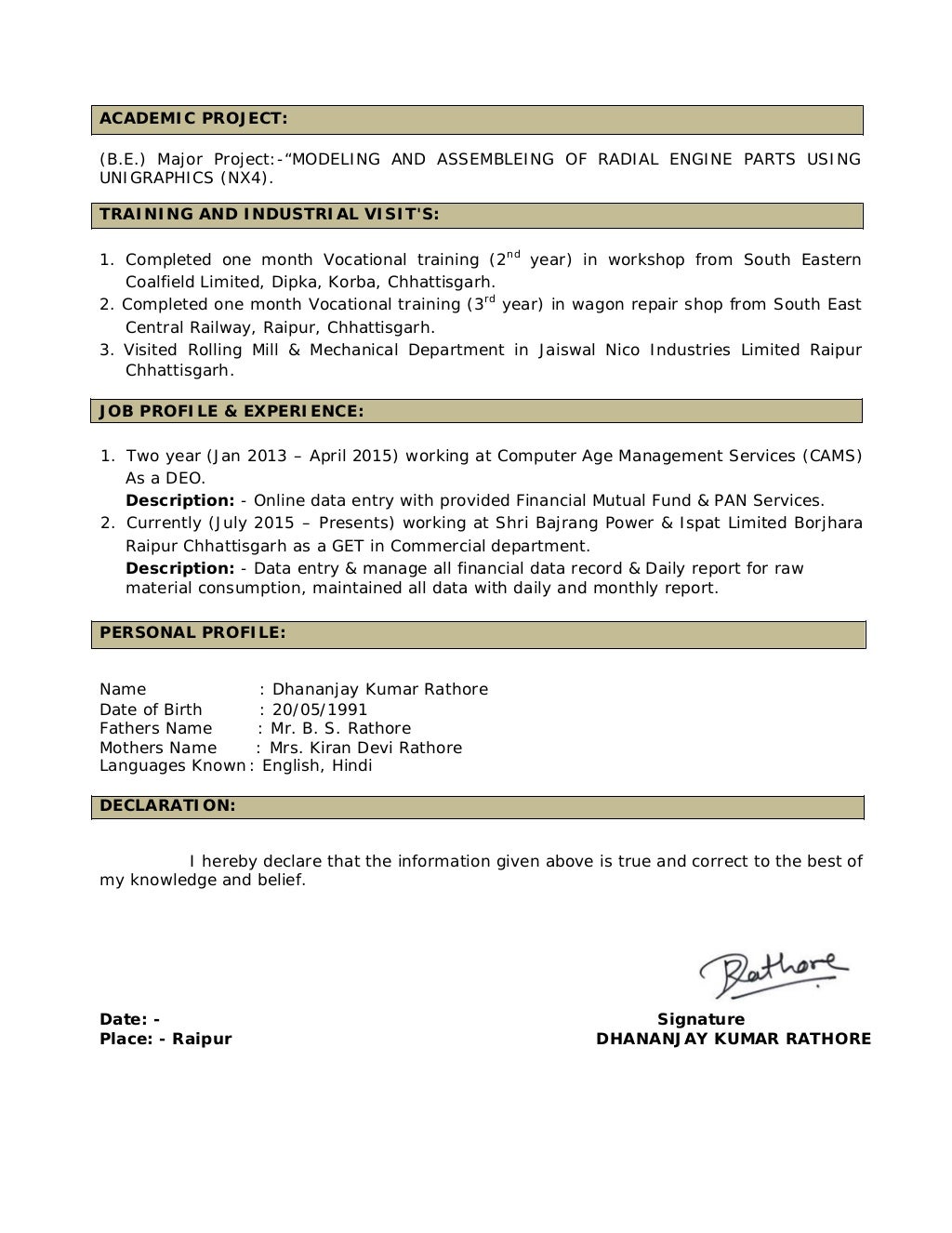 Dhananjay resume march 2016