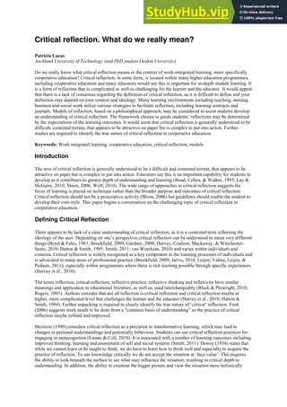 92 Critical-Reflection | PDF