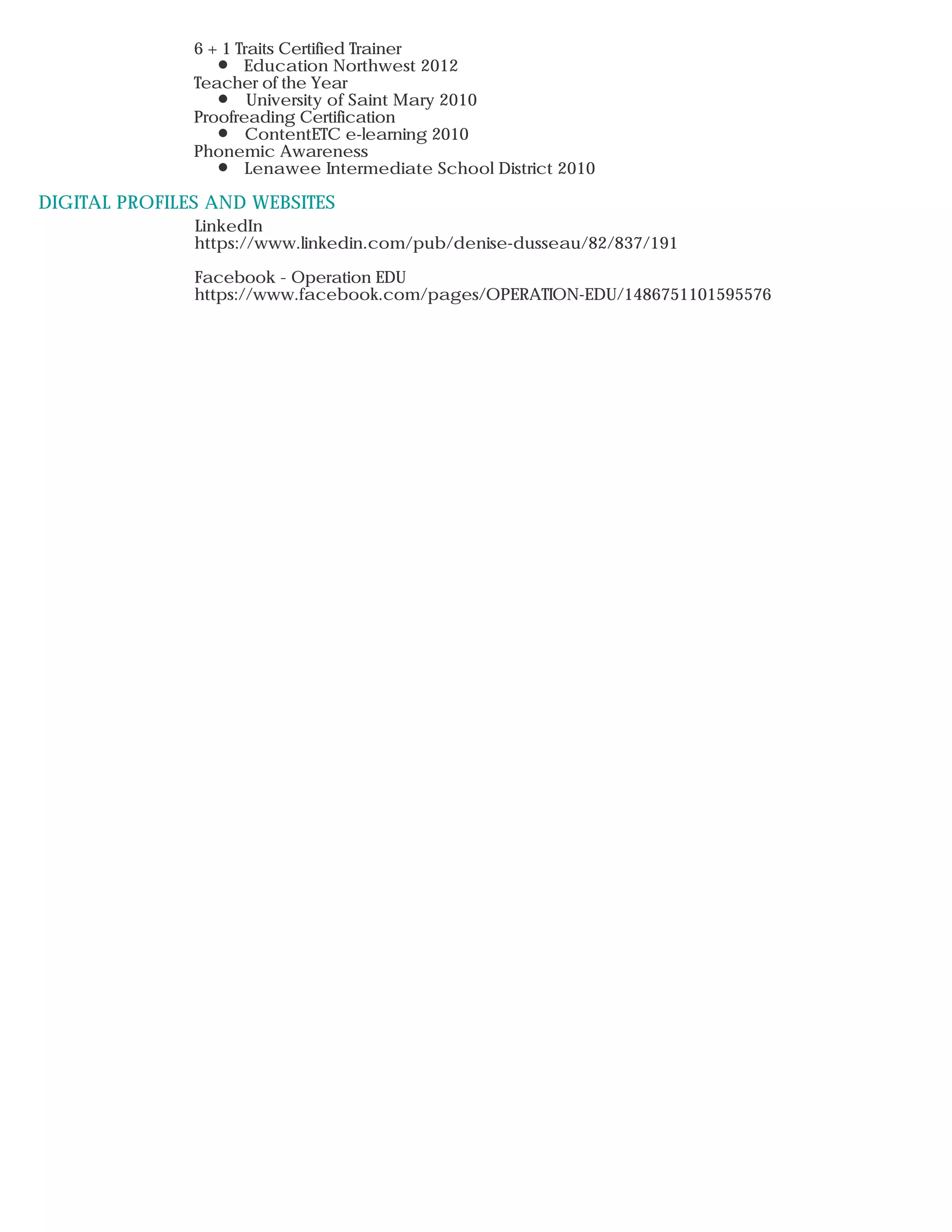 Denise M Dusseau Resume 2015 | PDF