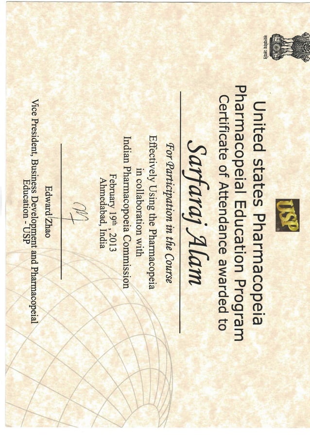 Certificate from USP | PDF