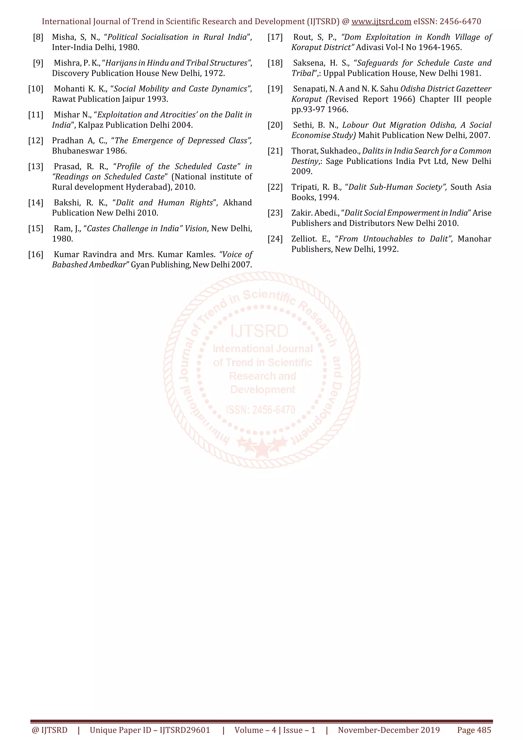 Dalit of Odisha: A Case Study of the Dombos in Rayagada District | PDF