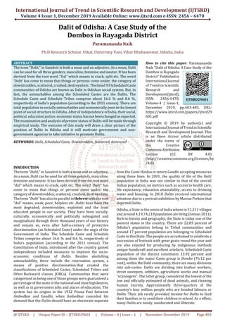 Dalit of Odisha: A Case Study of the Dombos in Rayagada District | PDF | Hinduism | Religion ...