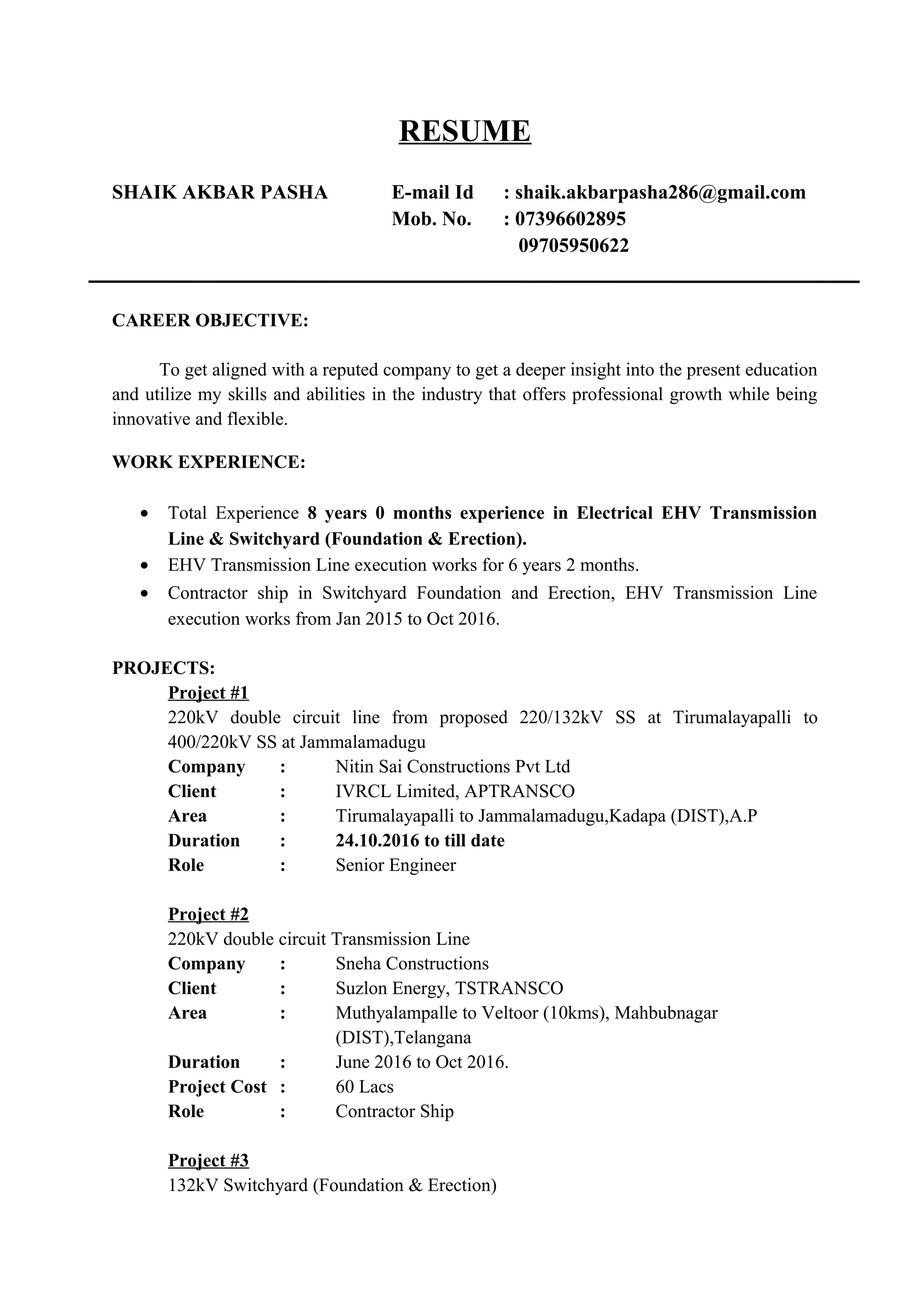 Shaik Akbar Pasha_Resume | PDF Shaik Akbar Pasha_Resume | PDF