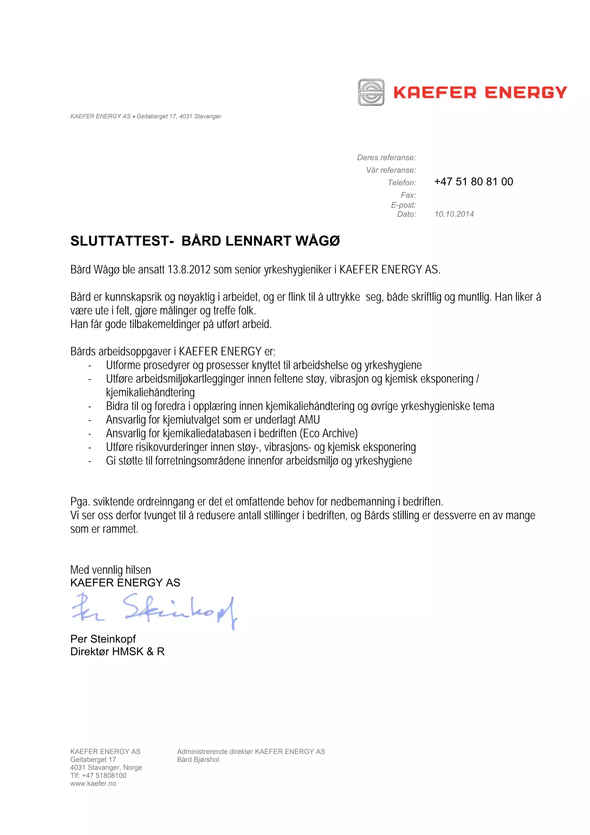 KAEFER Energy - sluttattest | PDF