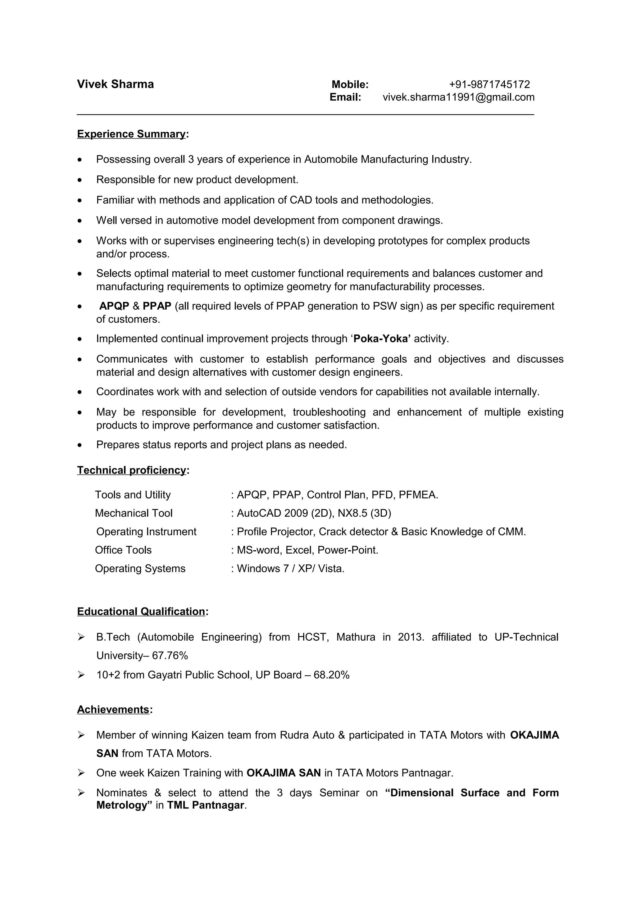 Resume_ Vivek Sharma_3yrs. | PDF