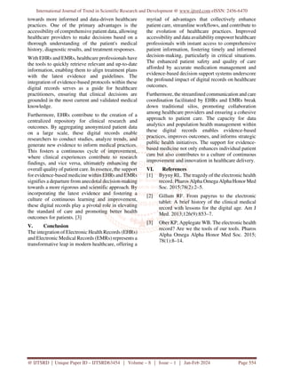 Electronic Health Records EHRs and Electronic Medical Records EMRs and Their Significance | PDF