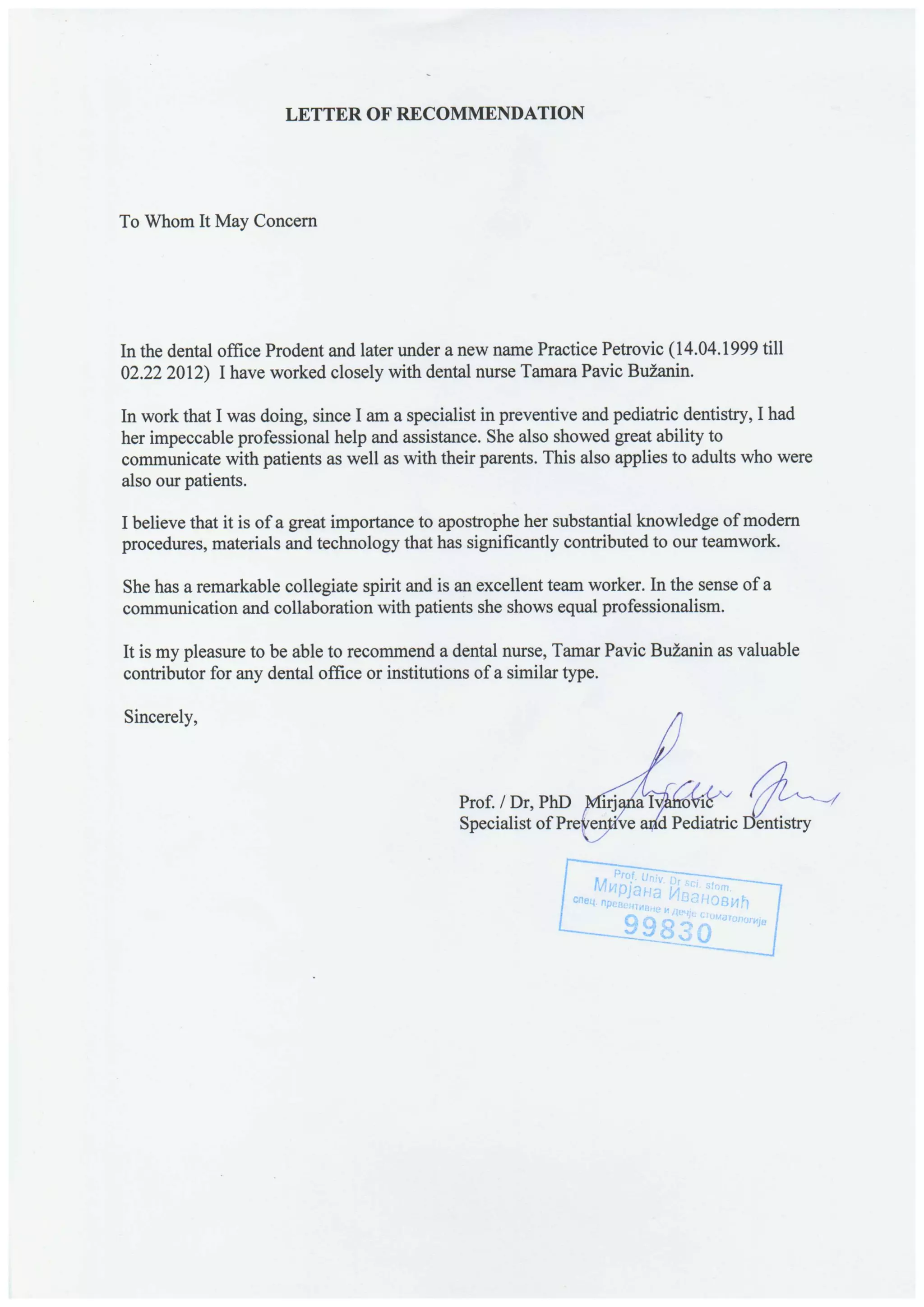Letter of recommendation Phd Mira | PDF