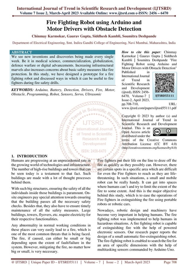 Fire Fighting Robot using Arduino and Motor Drivers with Obstacle ...