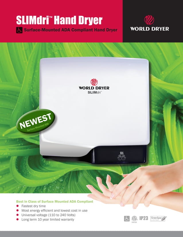World Dryer SlimDri Spec Sheet and Sell Sheet | PDF | Home Appliances ...