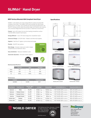 World Dryer SlimDri Spec Sheet and Sell Sheet | PDF | Home Appliances ...