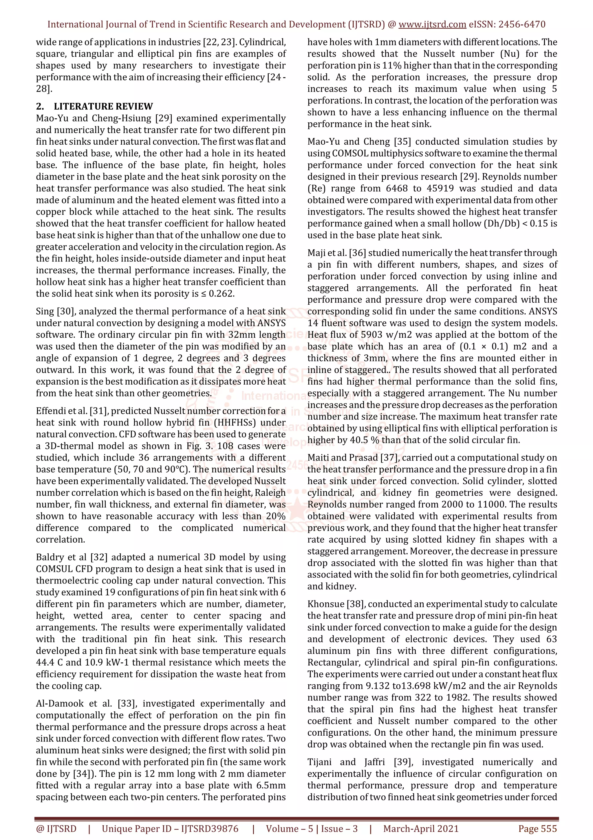 Review on Heat Sink Design and Material | PDF