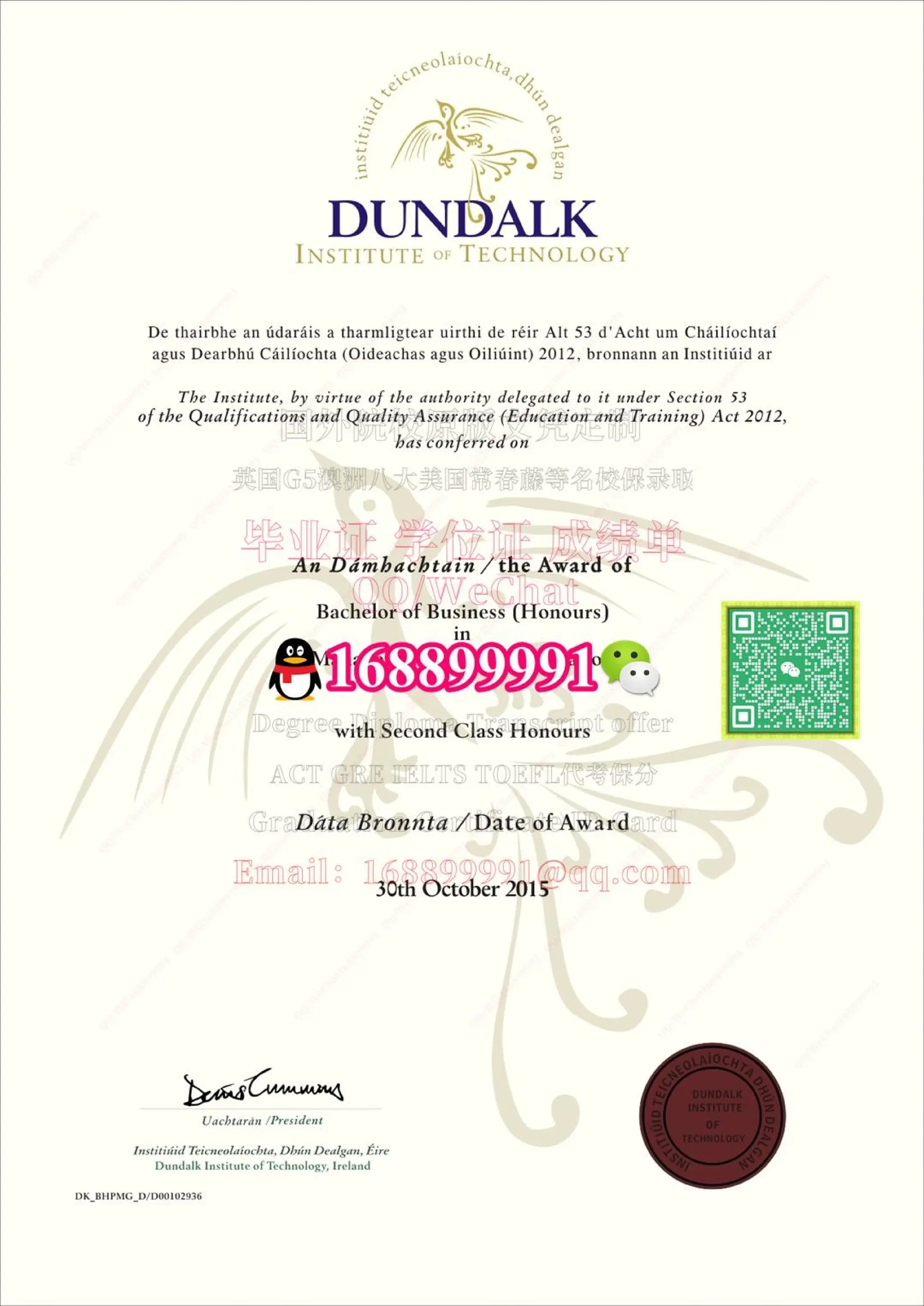 Dundalk Institute of Technology Diploma Degree Transcript | PDF