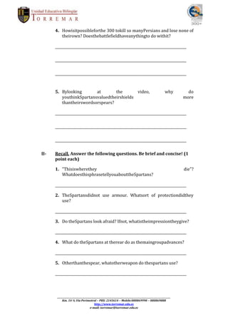 300 Video Worksheet | DOCX